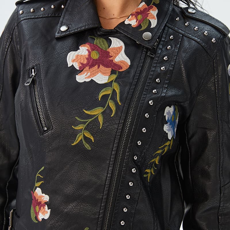 White Floral Leather Jacket | sebastian7